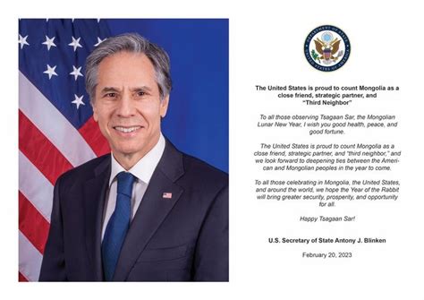 АНУ ЫН ТӨРИЙН НАРИЙН БИЧГИЙН ДАРГА ЭНТОНИ БЛИНКЕН САР ШИНИЙН МЭНДЧИЛГЭЭ ДЭВШҮҮЛЭВ Embassy Of