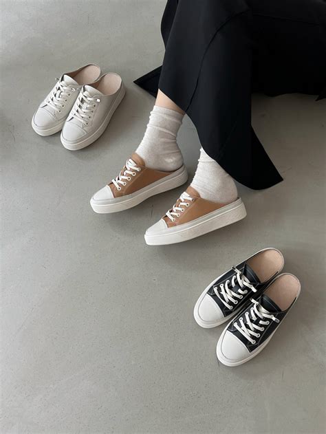 M 소가죽 밴딩끈 스니커즈 뮬