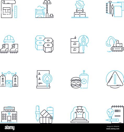 Drafting Linear Icons Set Blueprint Design Sketch Diagram Plan Model Rendering Line