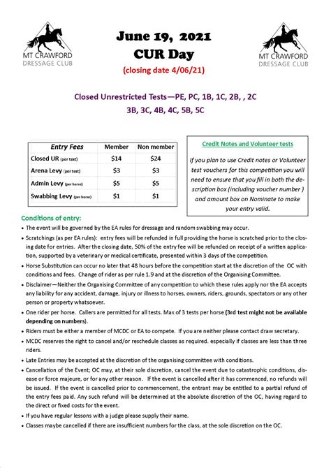Mcdc June 2021 Cur Competition Mount Crawford Dressage Club