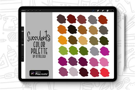 Succulents Procreate Color Palette Swatch Kitaleigh Llc