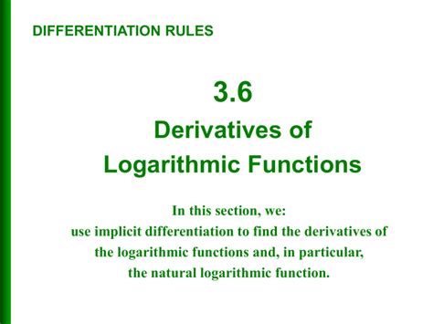 Derivatives Of Logarithmic Functions Calculus Presentation
