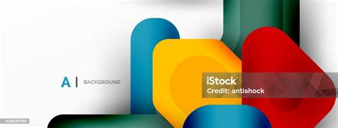 최소한의 기하학적 추상적 배경 다채로운 기하학적 블록 선 사각형 및 삼각형 구성 배경 화면 2차 도형에 대한 스톡 벡터 아트 및 기타 이미지 Istock