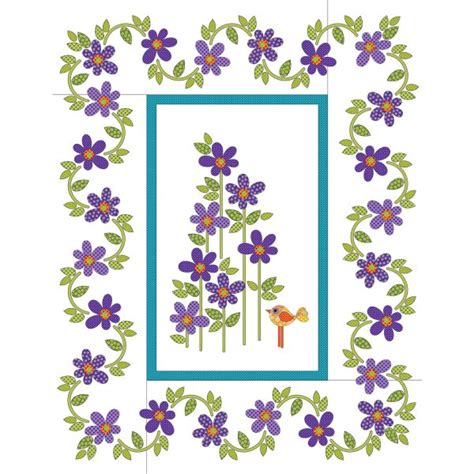 39 X 50 Daisy Dotz Large Violet Applique Quilting Creations