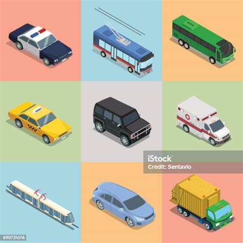 등각 투영 평면 차량 철도 교통 벡터 일러스트 레이 션 세트 3d 아이소메트리 도시 서비스 및 전문 운송 컬렉션입니다 등측투영법에 대한 스톡 벡터 아트 및 기타 이미지