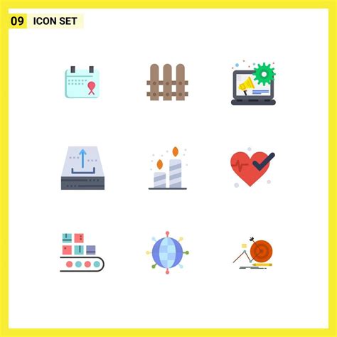 User Interface Pack Of 9 Basic Flat Colors Of Candles Birthday Digital Advertising Up File