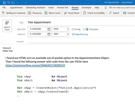 Excel Get Html Formatted Text To The Outlook Appointment Body Stack