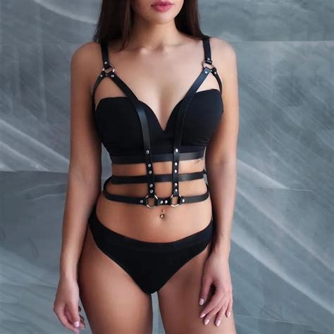 Womens Leather Harness Bondage Chest Harness Harajuku