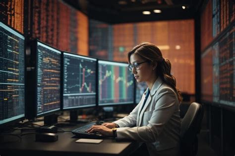 Premium Ai Image Portrait Of A Woman Working On Computer Typing Lines Of Code That Appear On