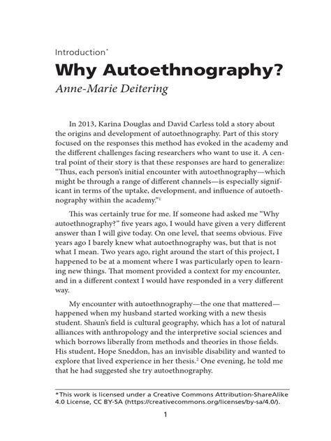 Introduction Why Autoethnography Pdf Positivism Narrative