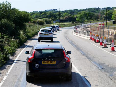 Roadworks On The A390 Approaching Three © David Dixon Geograph