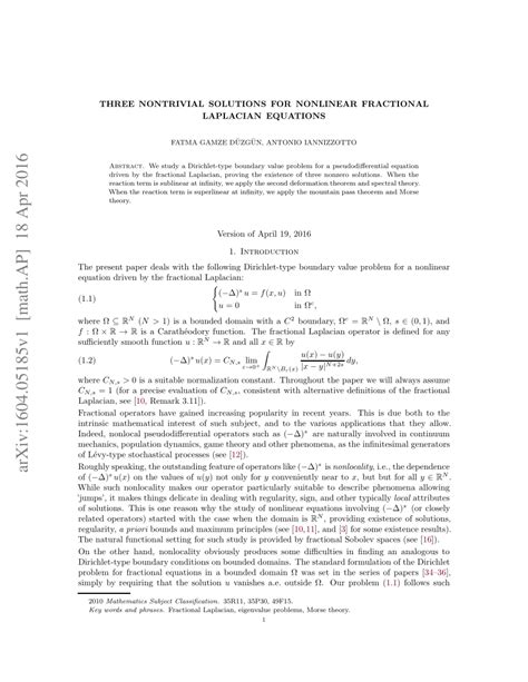 Pdf Three Nontrivial Solutions For Nonlinear Fractional Laplacian
