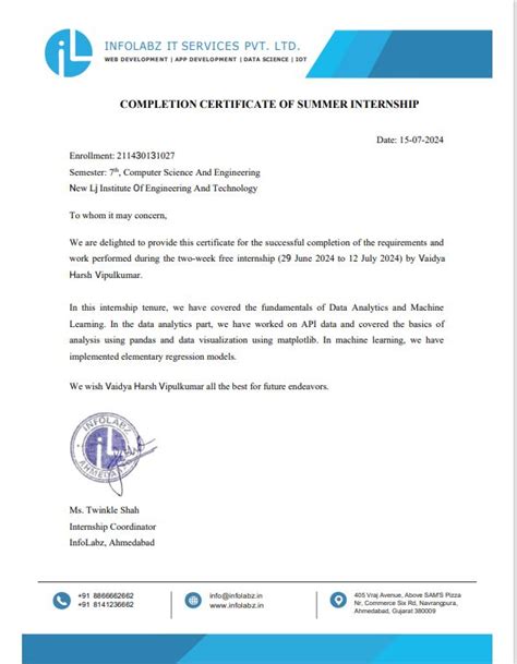 Harsh Vaidya On Linkedin Dataanalytics Datavisualization Internship Professionalgrowth