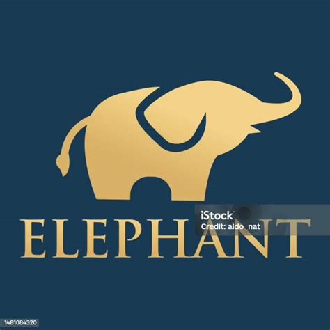 현대 벡터 평면 디자인 간단한 미니멀리스트 로고 템플릿으로 구성된 코끼리 마스코트 캐릭터 벡터 컬렉션 브랜드 엠블럼 라벨 배지 금색에 대한 스톡 벡터 아트 및 기타 이미지