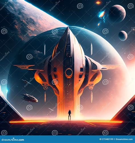 Ai Intergalactic Space Station Center Of Galaxies Stock Image Image