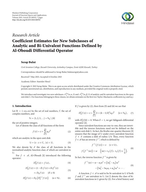 Pdf Coefficient Estimates For New Subclasses Of Analytic And Bi Univalent Functions Defined By