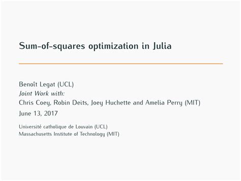 Pdf Sum Of Squares Optimization In Julia