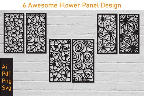 Floral Patterns Panel Templates SVG Graphic By Princes Bookbea Creative Fabrica