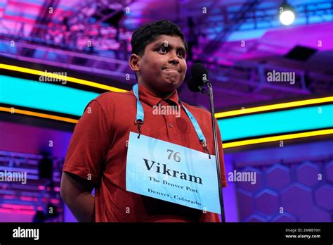 Vikram Raju 12 From Aurora Colo Reacts During The Finals Of The Scripps National Spelling
