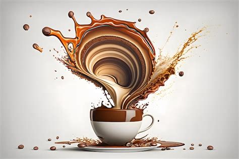 Premium Ai Image Splash Coffee Cup Neural Network Ai Generated