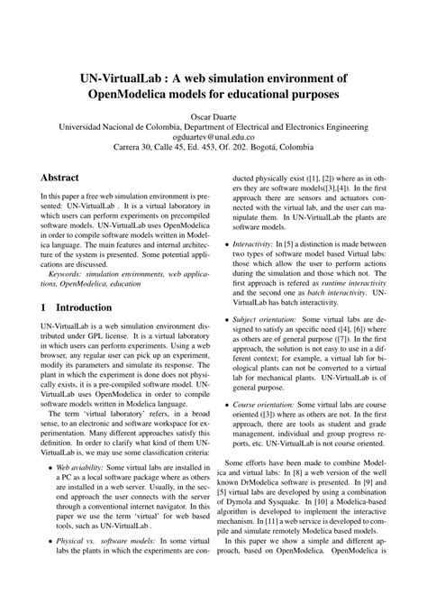 Pdf Un Virtuallab A Web Simulation Environment Of Openmodelica