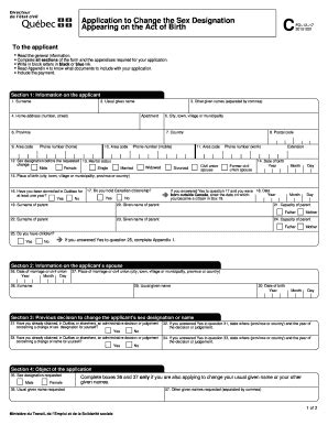 Fillable Online Application To Change The Sex Designation Appearing On The Fax Email Print
