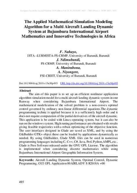 pdf the applied mathematical simulation modeling algorithm for a