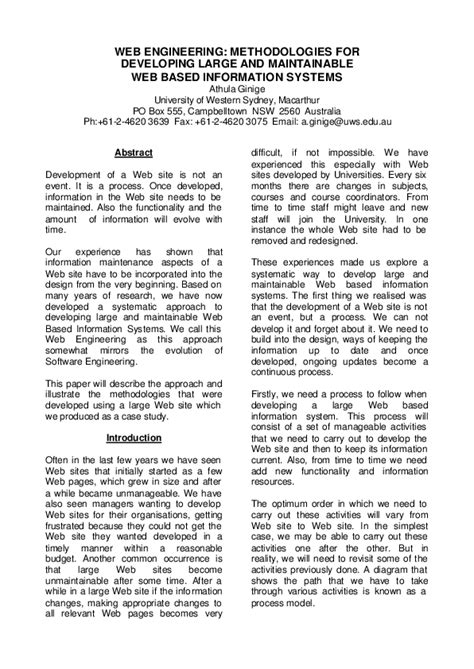 Pdf Web Engineering Methodologies For Developing Large And Maintainable Web Based Information