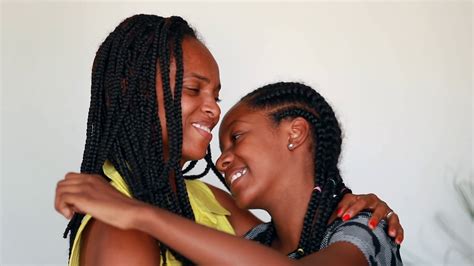 Black Mother Teen Daughter Hugging African Stock Footage Sbv 348856454
