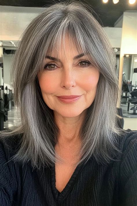Pin By Barb Carmichael On Dont Cut My Hair Grey Hair With Bangs