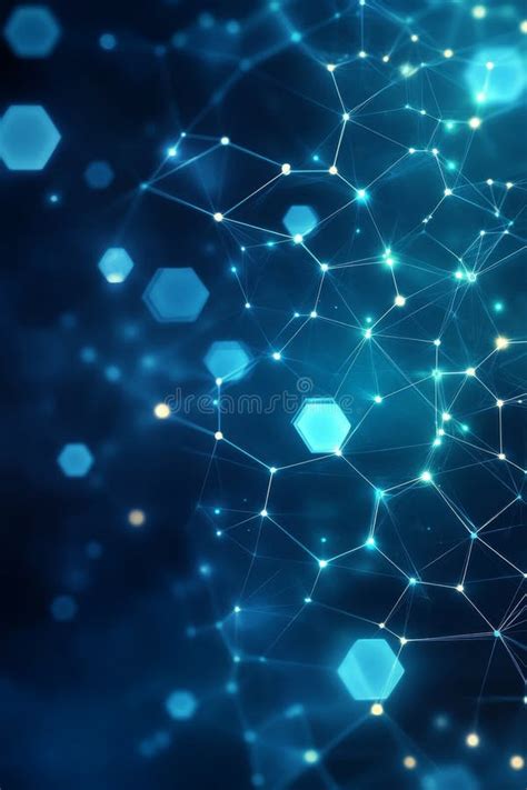 Abstract Blue Network Design Featuring Interconnected Nodes And