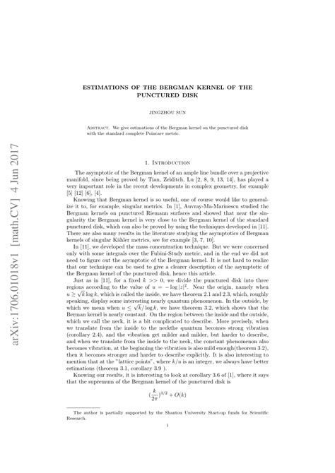 Pdf Bergman Kernels On Punctured Riemann Surfaces