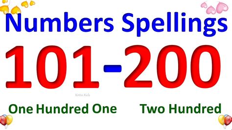 101 To 200 English Numbers With Spelling English Numbers 101 200 In Words Number Names 101