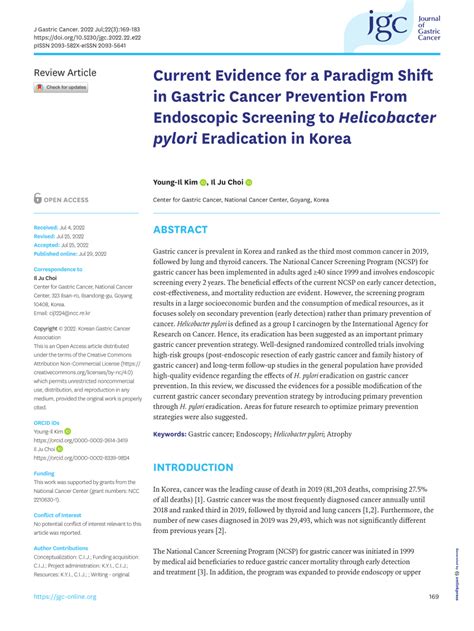 Pdf Current Evidence For A Paradigm Shift In Gastric Cancer Prevention From Endoscopic