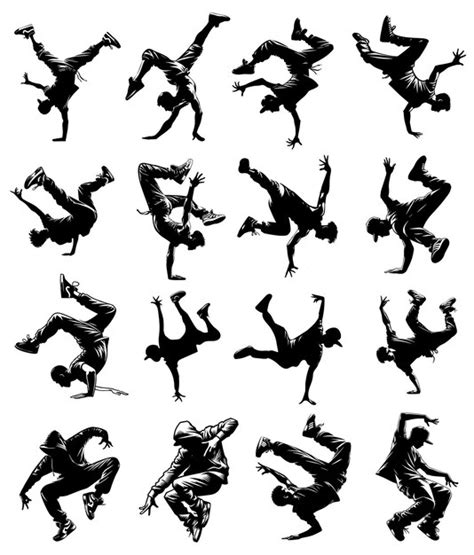 Colección De Vectores De Siluetas De Breakdance Vector Premium
