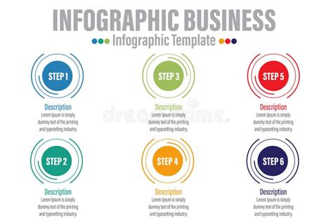 Colorful Timeline Infographic With Six 6 Steps Six 6 Options Design