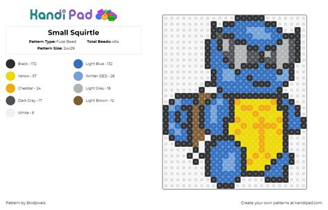 Small Squirtle Fuse Bead Pattern Kandi Pad Kandi Patterns Fuse