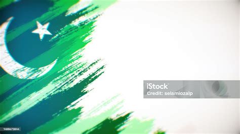 하얀 배경에 파키스탄 국기 페인트 브러시 파키스탄의 개념 그리기 붓놀림 그런지 페인트 선 더러운 국가 독립 애국심 선거 템플릿 유화 파스텔 색상 만화 애니메이션 질감 효과