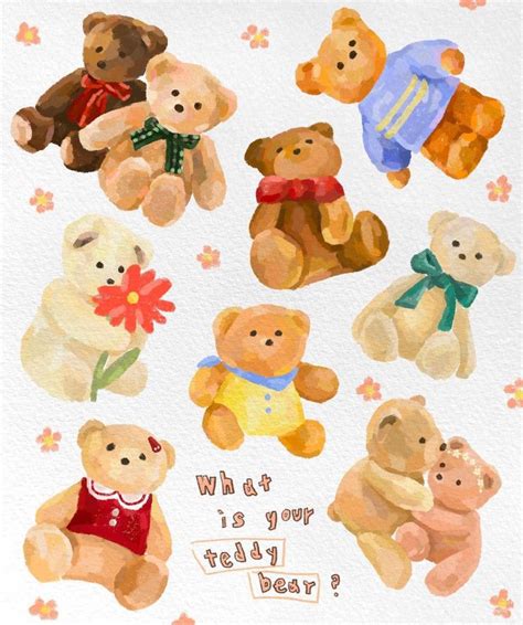 요인 일러스트 On Instagram 곰인형 모으기🧸 다꾸스티커 곰돌이 곰인형