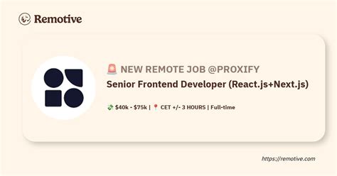 Hiring Senior Frontend Developer Reactjsnextjs Proxify Remotive