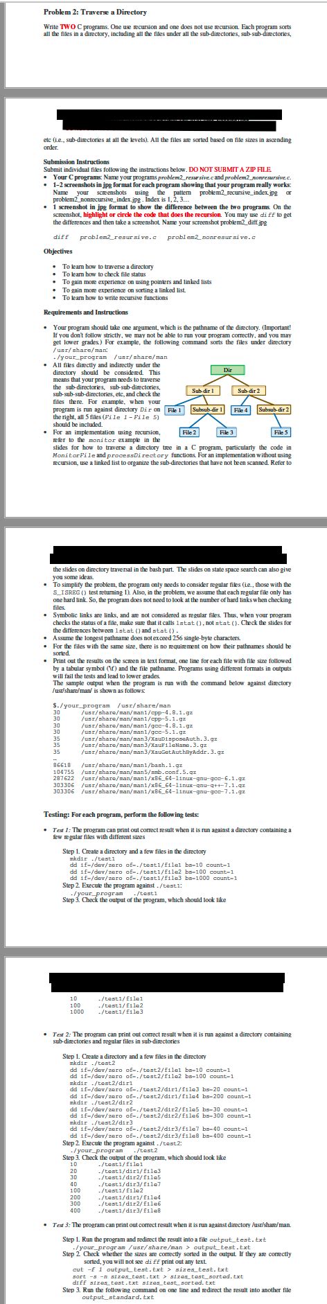 Problem 2 Traverse A Directory Write Two C Programs