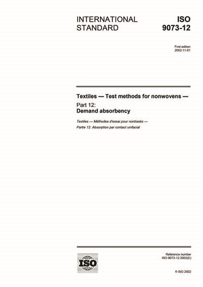 ISO Textiles Test Methods For Nonwovens Part Demand Absorbency