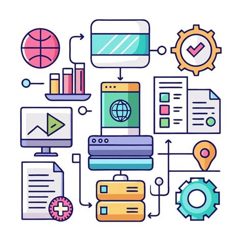 Illustration Of A Connected Network Of Servers Databases And Files Premium Ai Generated Vector