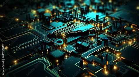 Science Fiction Supercomputer Design Futuristic High Tech Cpu Circuit Board Digital Technology