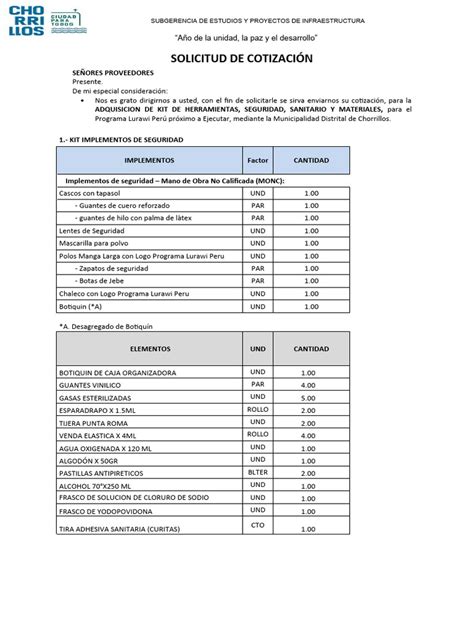 Solicitud De Cotizacion F9 Pdf