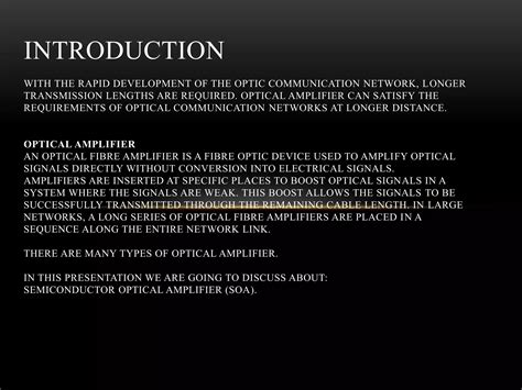 Semiconductor Optical Amplifier Soa Pptx