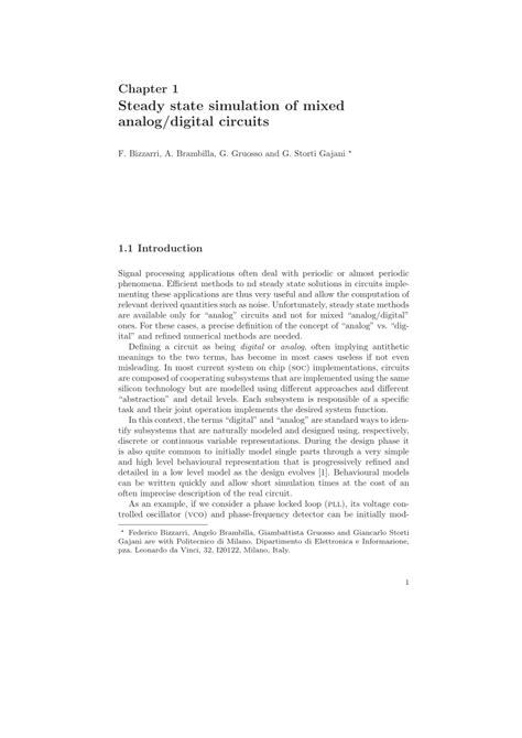 Pdf Steady State Simulation Of Mixed Analog Digital Circuits