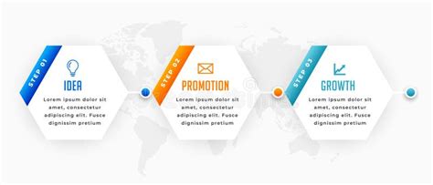 3 Step Infographic Process Chart Template For Business Marketing Stock Illustration