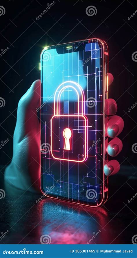 Mobile Phone Encrypted With A Padlock Symbolizes Secure Digital Protection Stock Illustration