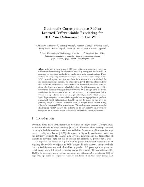 Pdf Geometric Correspondence Fields Learned Differentiable Rendering
